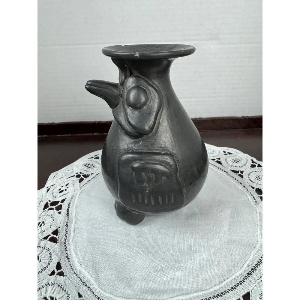 Accents | Vintage Mexican Black Clay Pottery Bird Vase Barro Negro ...